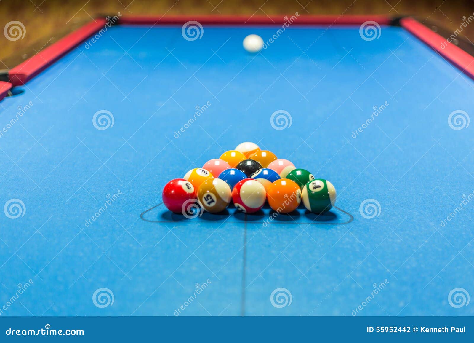Balls racked on pool table stock photo. Image of number - 55952442