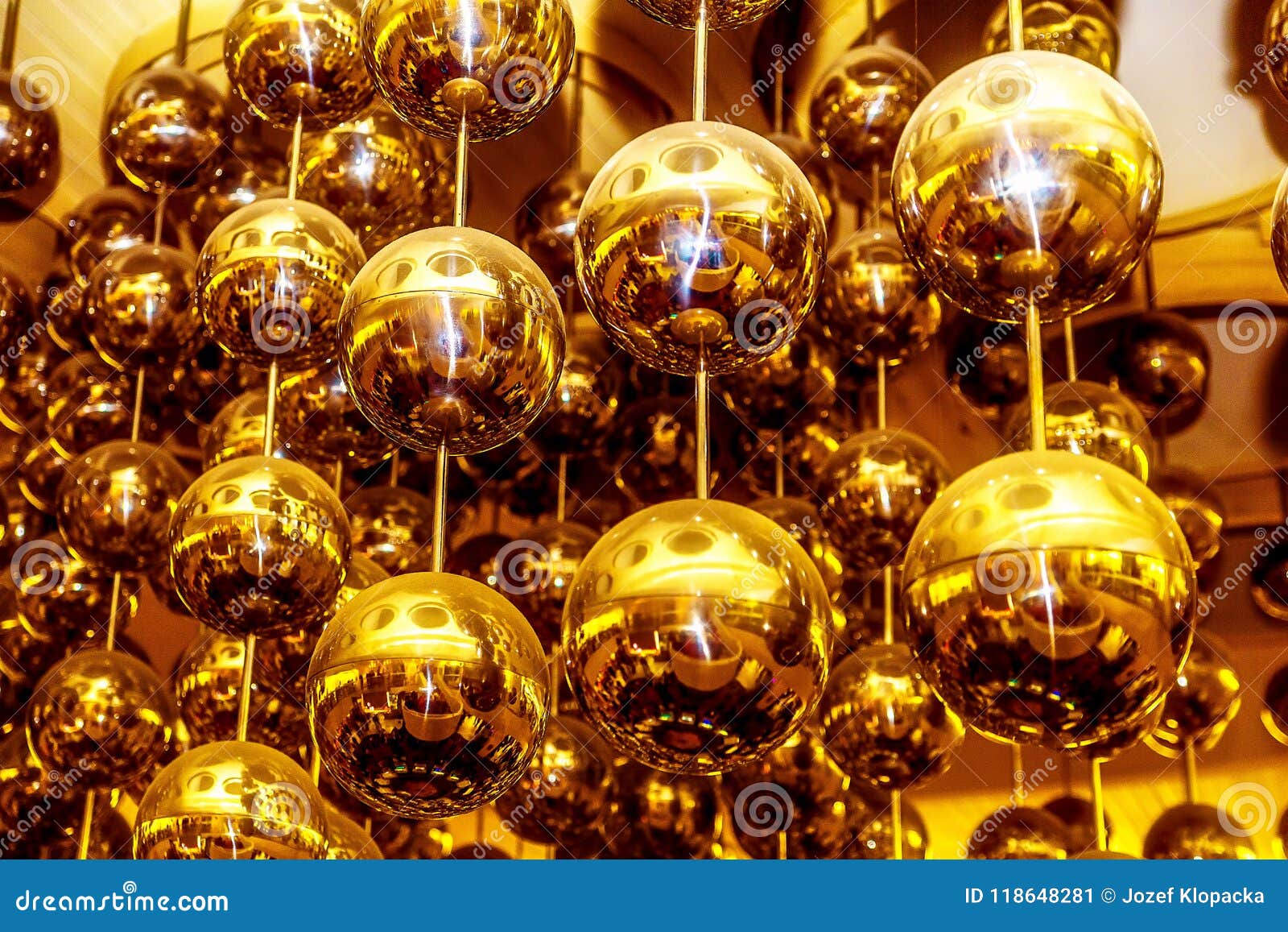 Balls with Reflection, Balls of Gold Color. Stock Image - Image of ...