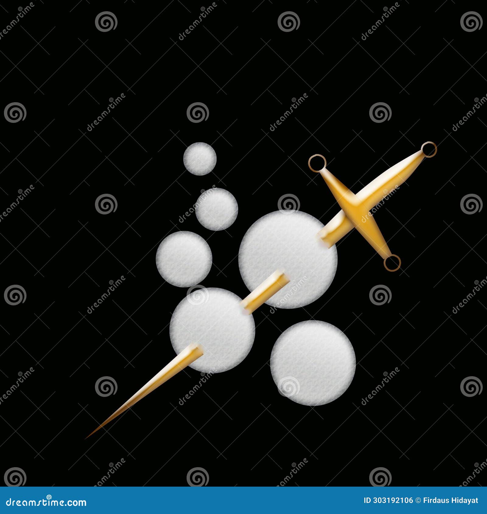 Balls and Swords on Black Background Stock Illustration - Illustration ...