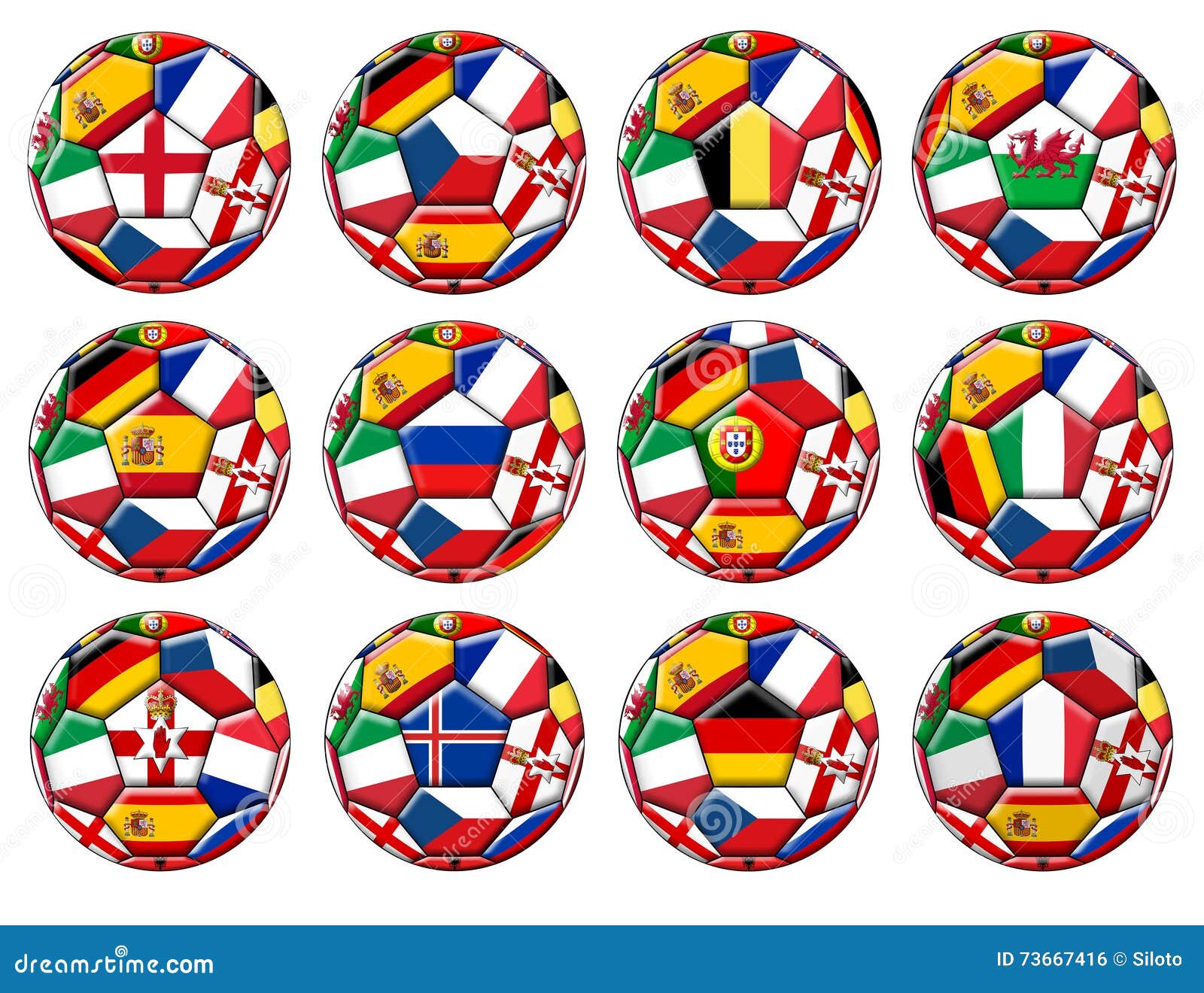 Balls with various flags stock illustration. Illustration of iceland ...