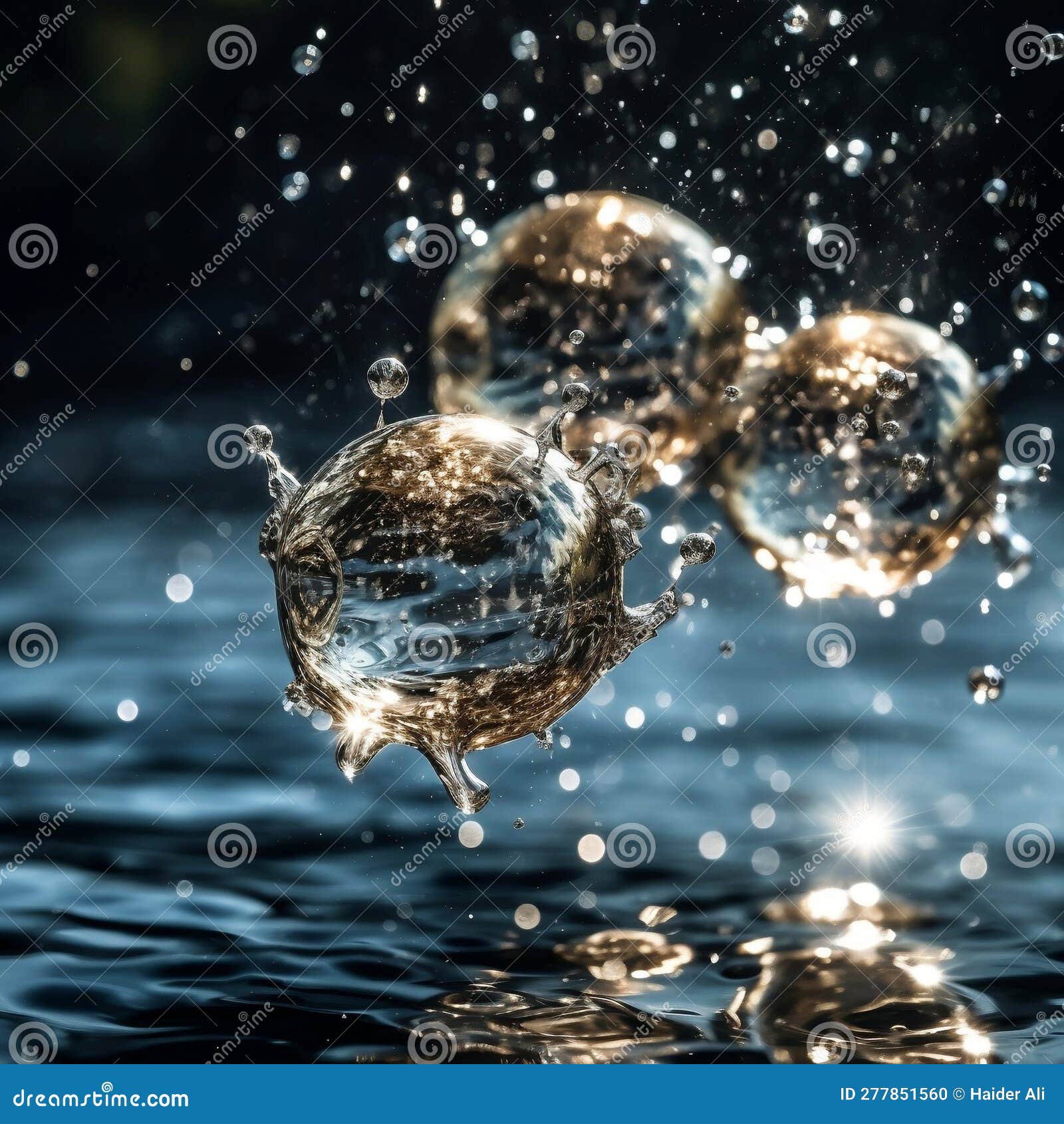 Balls of Water Suspended in Air with Ripples. Generative AI Stock Photo ...
