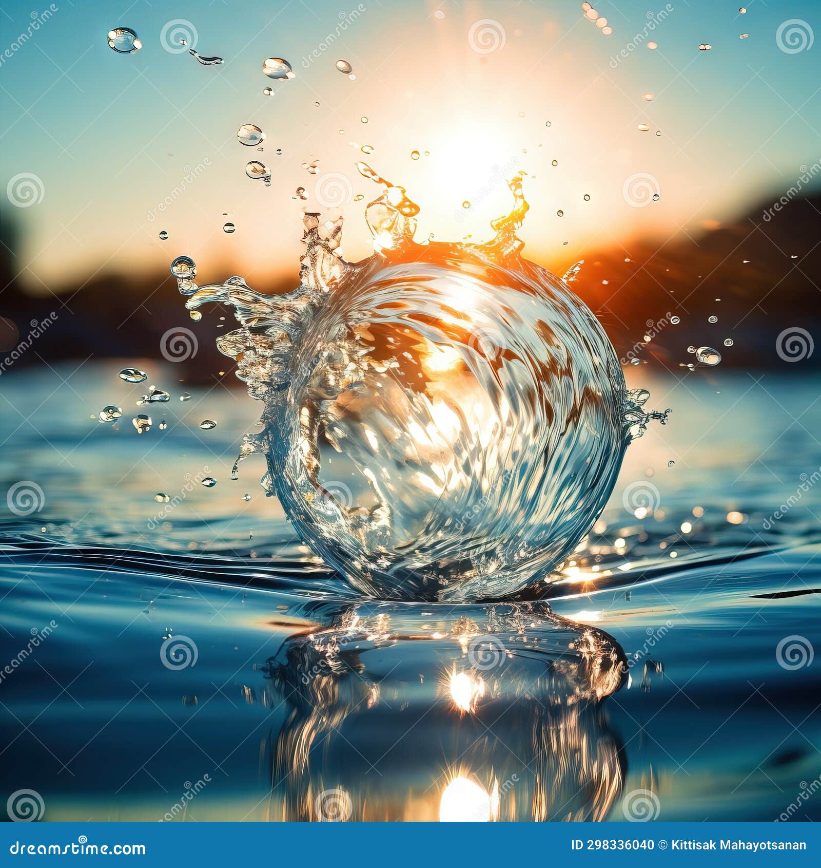 Balls of Water Suspended in Air with Ripples. Generative AI Stock ...