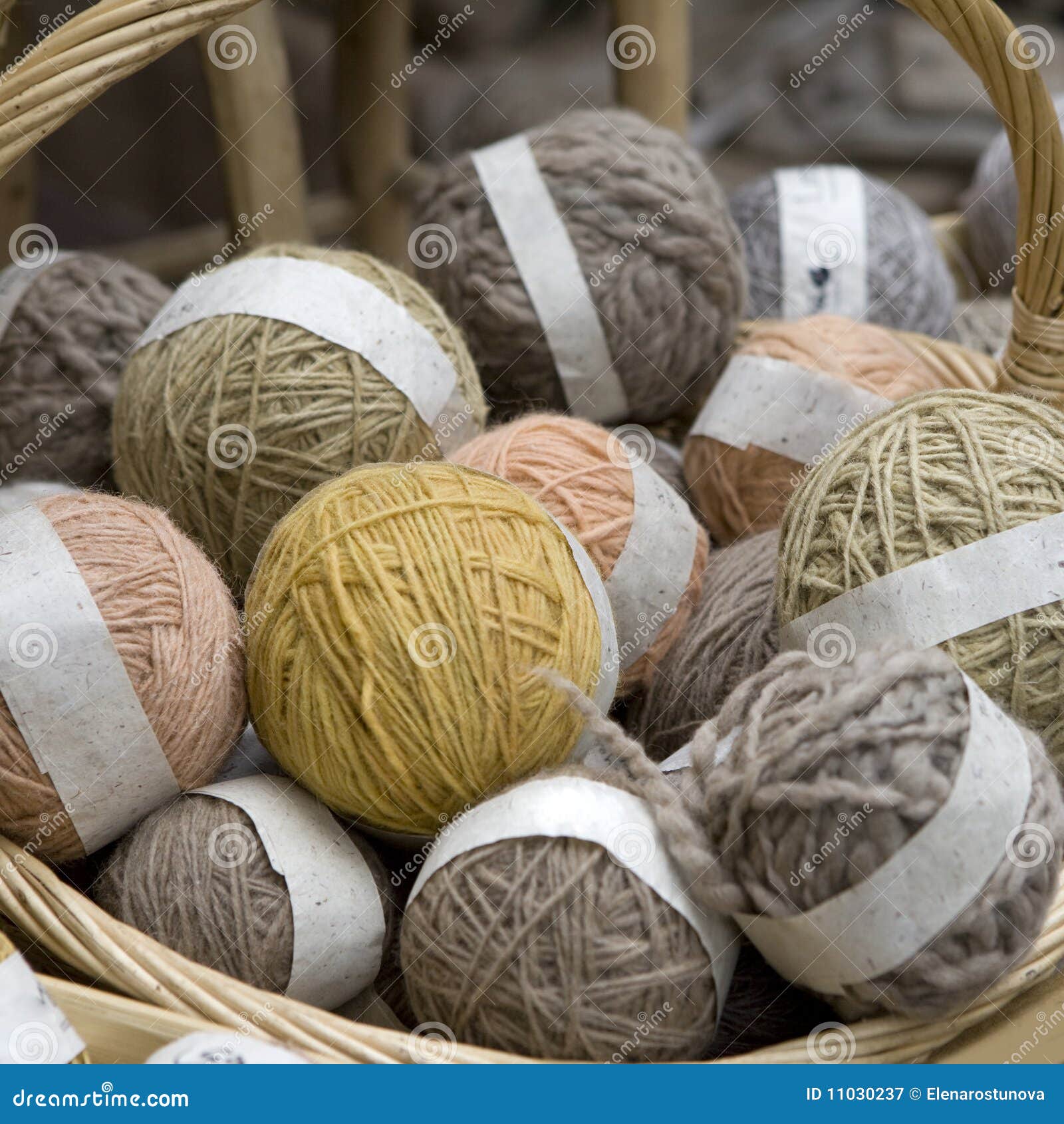 Balls of wool in basket stock image. Image of wool, shop - 11030237