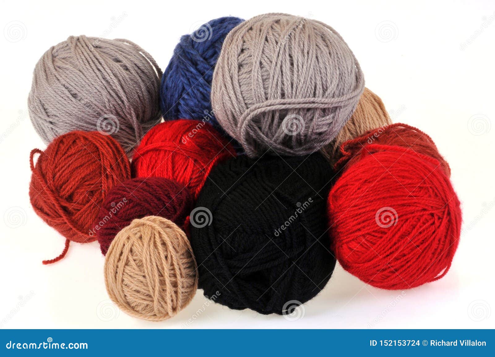 Balls of Wool of Different Colors on a White Background Stock Photo ...