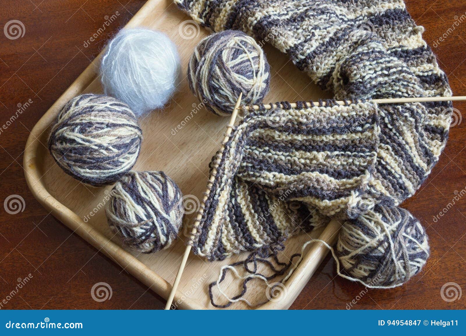 Balls of Wool and Knitting Needles Stock Image - Image of thread, ball ...