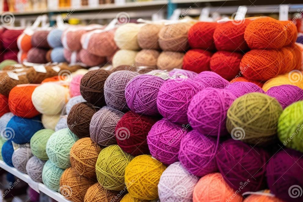 Balls of Wool String Stacked in a Craft Store Stock Image - Image of ...