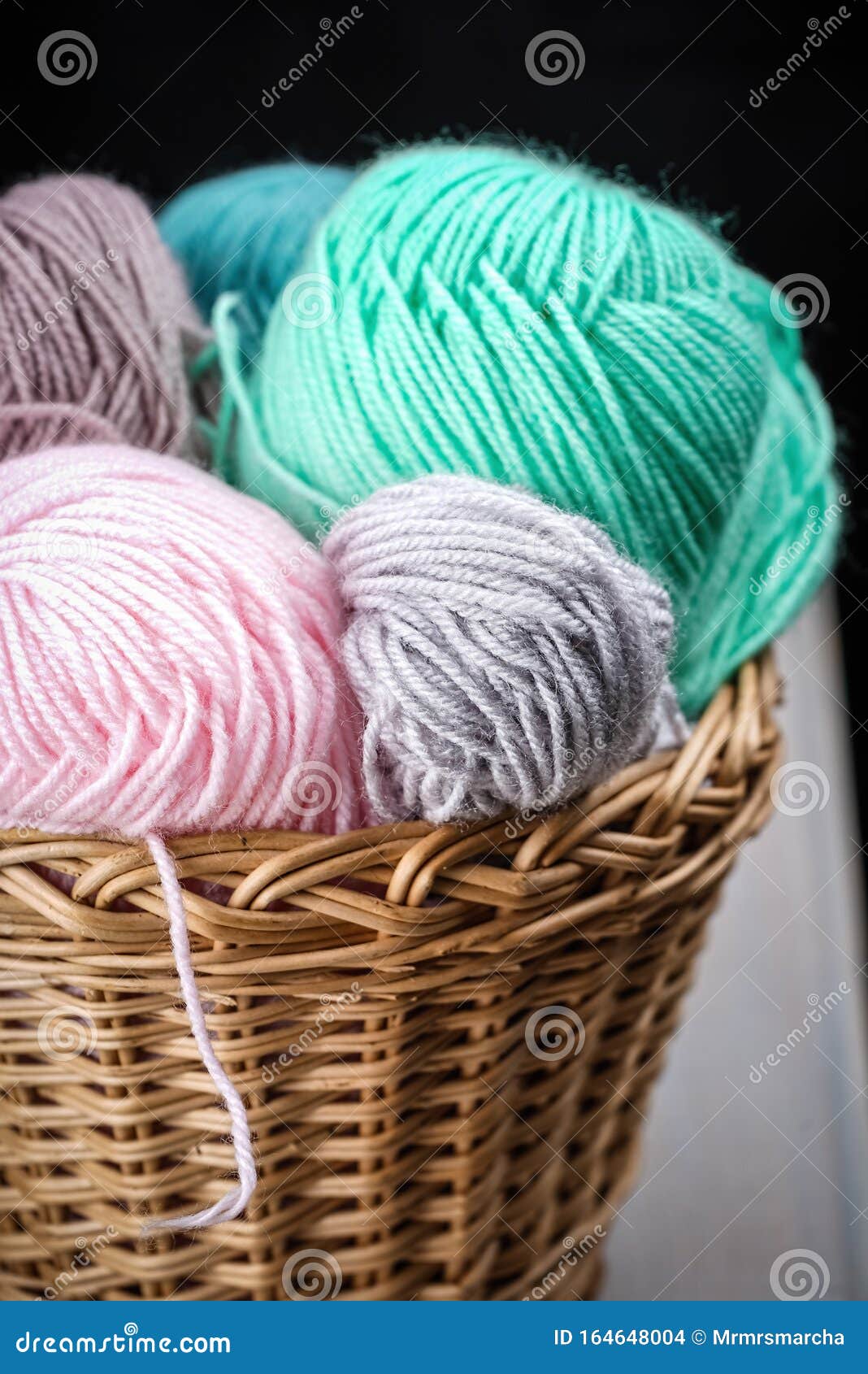 Balls of Yarn for Knitting. Balls of Yarn for Knitting in a Wicker ...