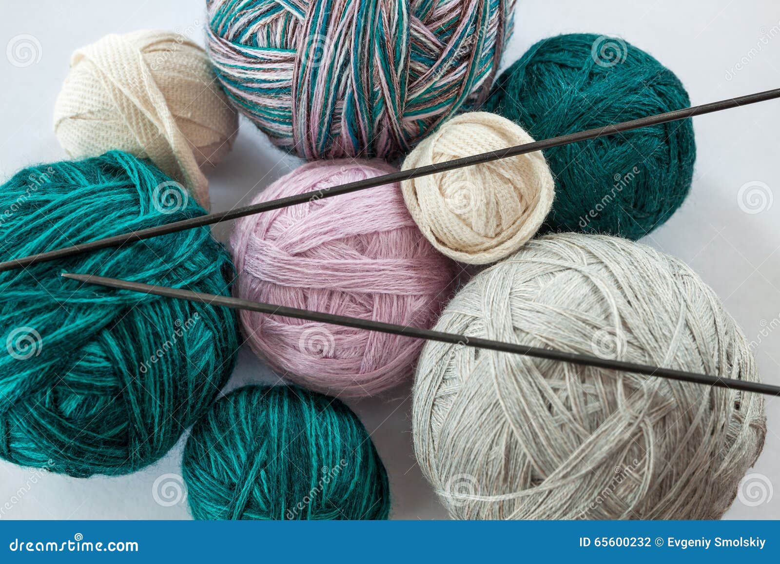 Balls of yarn and needles stock photo. Image of colors - 65600232