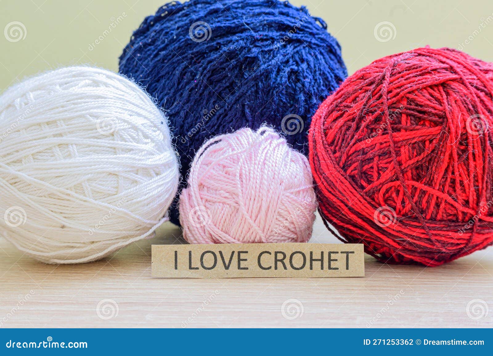 Balls of Yarns and Words I Love Crochet Stock Photo - Image of abstract ...