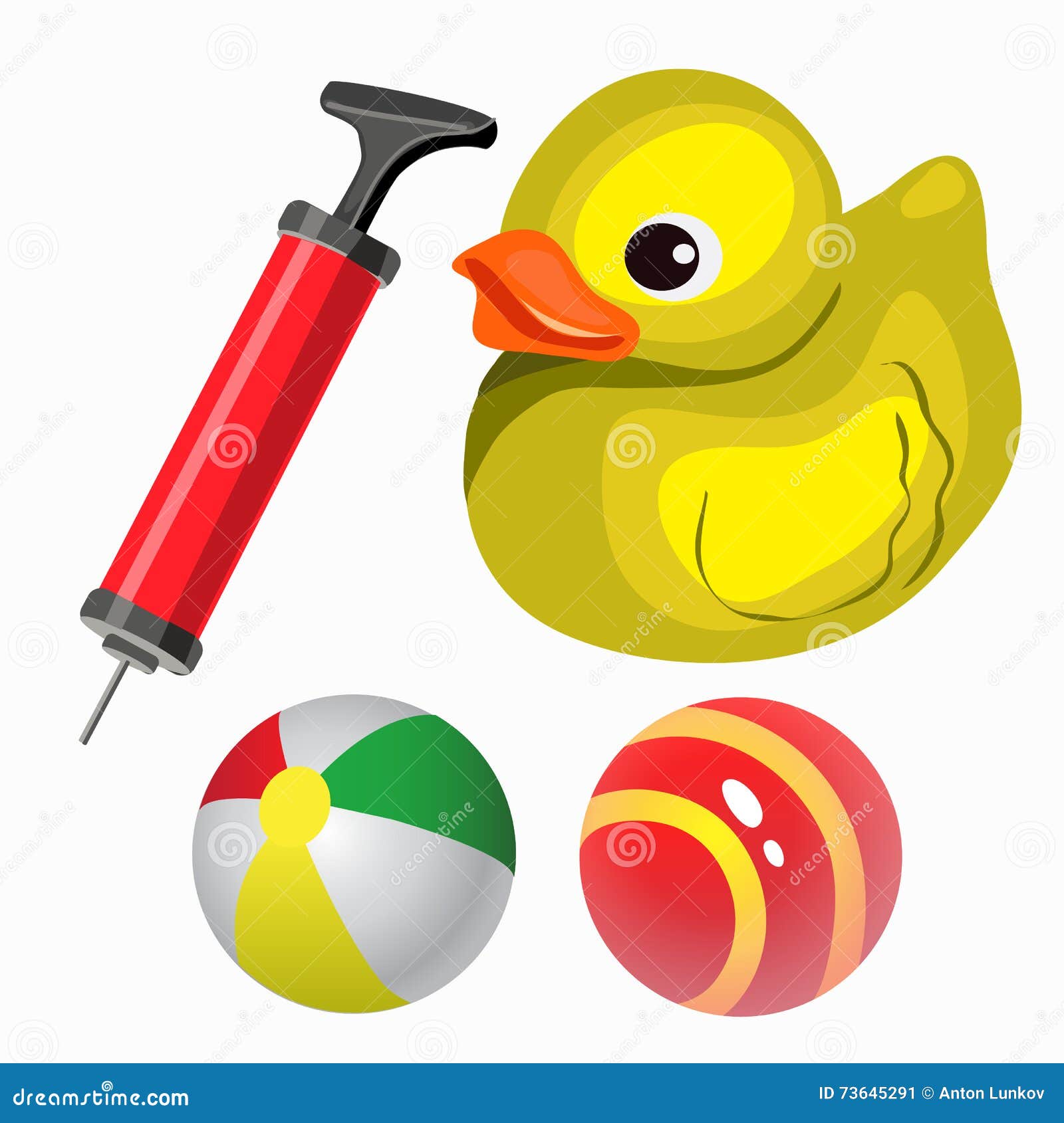 Balls And Yellow Duck. Vector Set In Cartoon Style | CartoonDealer.com ...