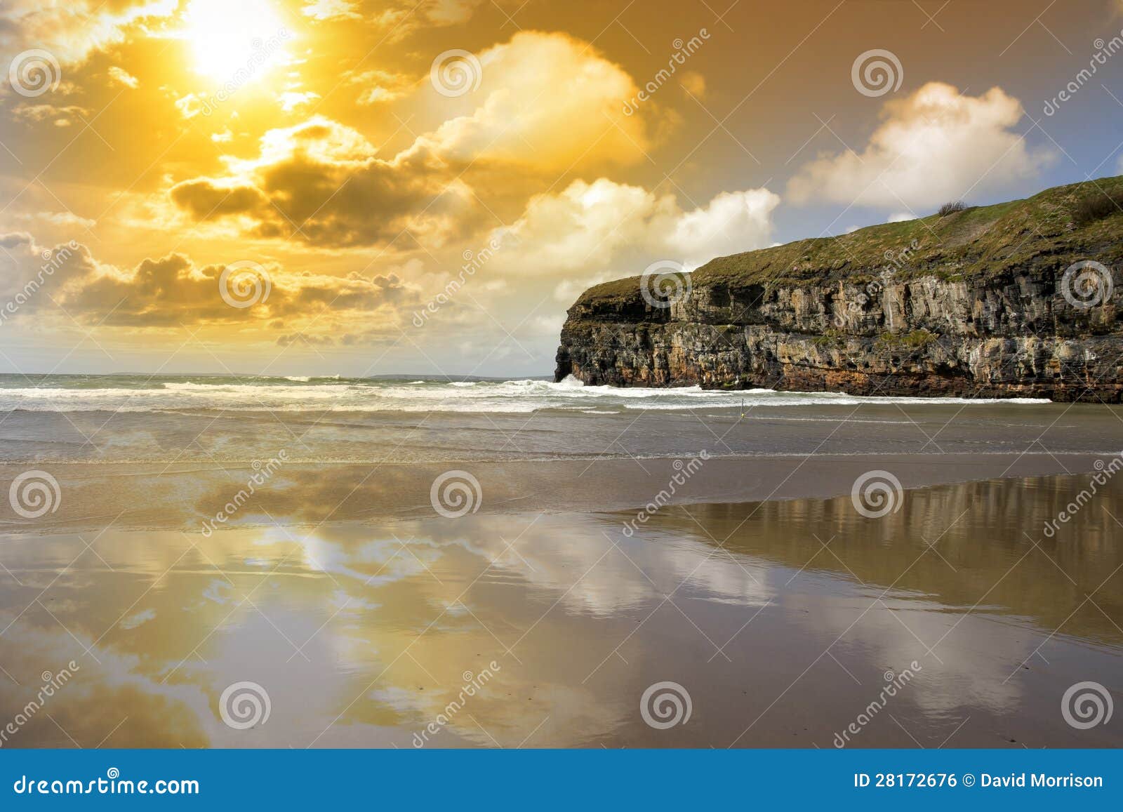 Ballybunion Beach and Cliffs Wth Atlantic Sunset Stock Photo - Image of ...