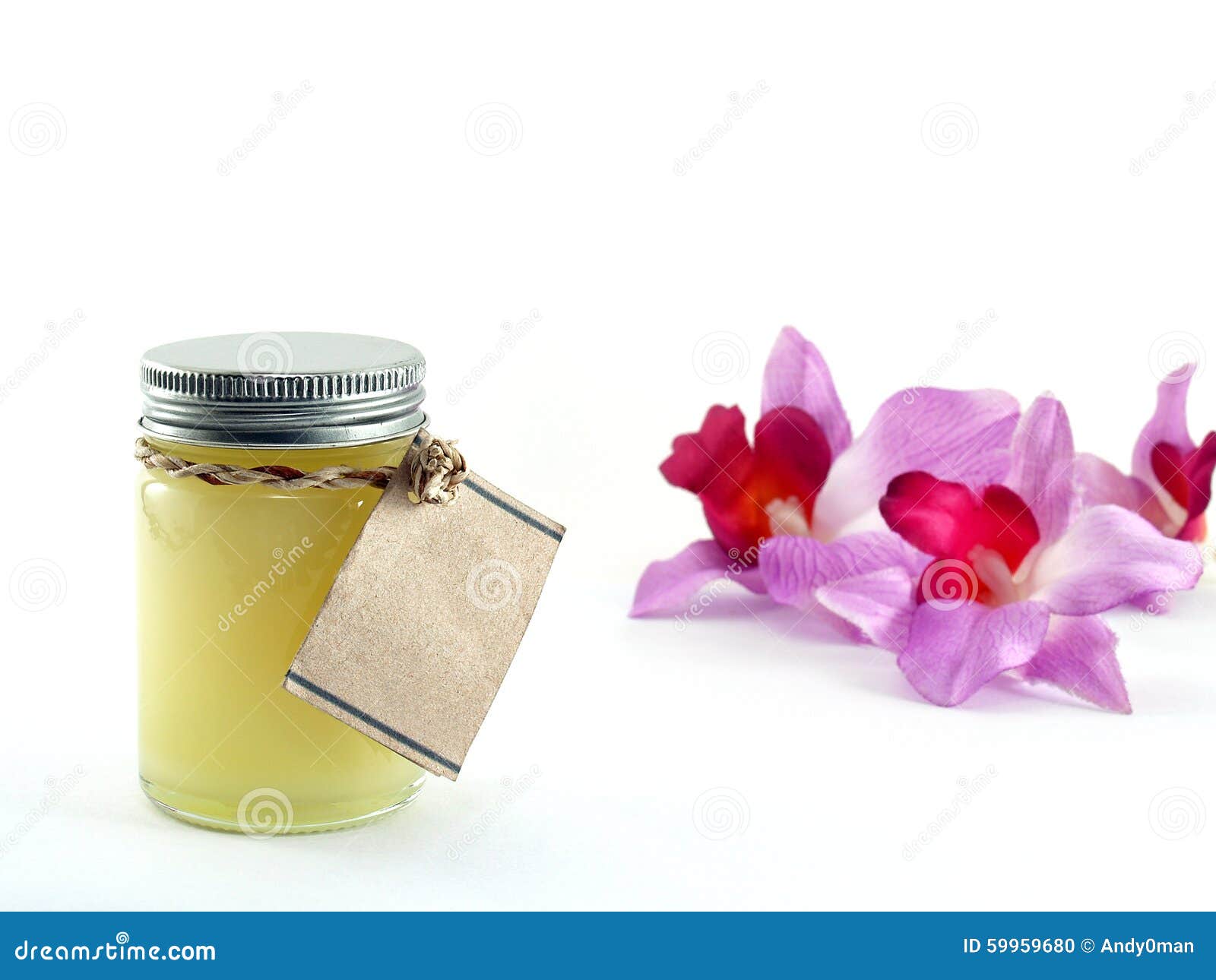 Yellow Balm in Transparent Glass Bottle with Blank Paper Label and ...