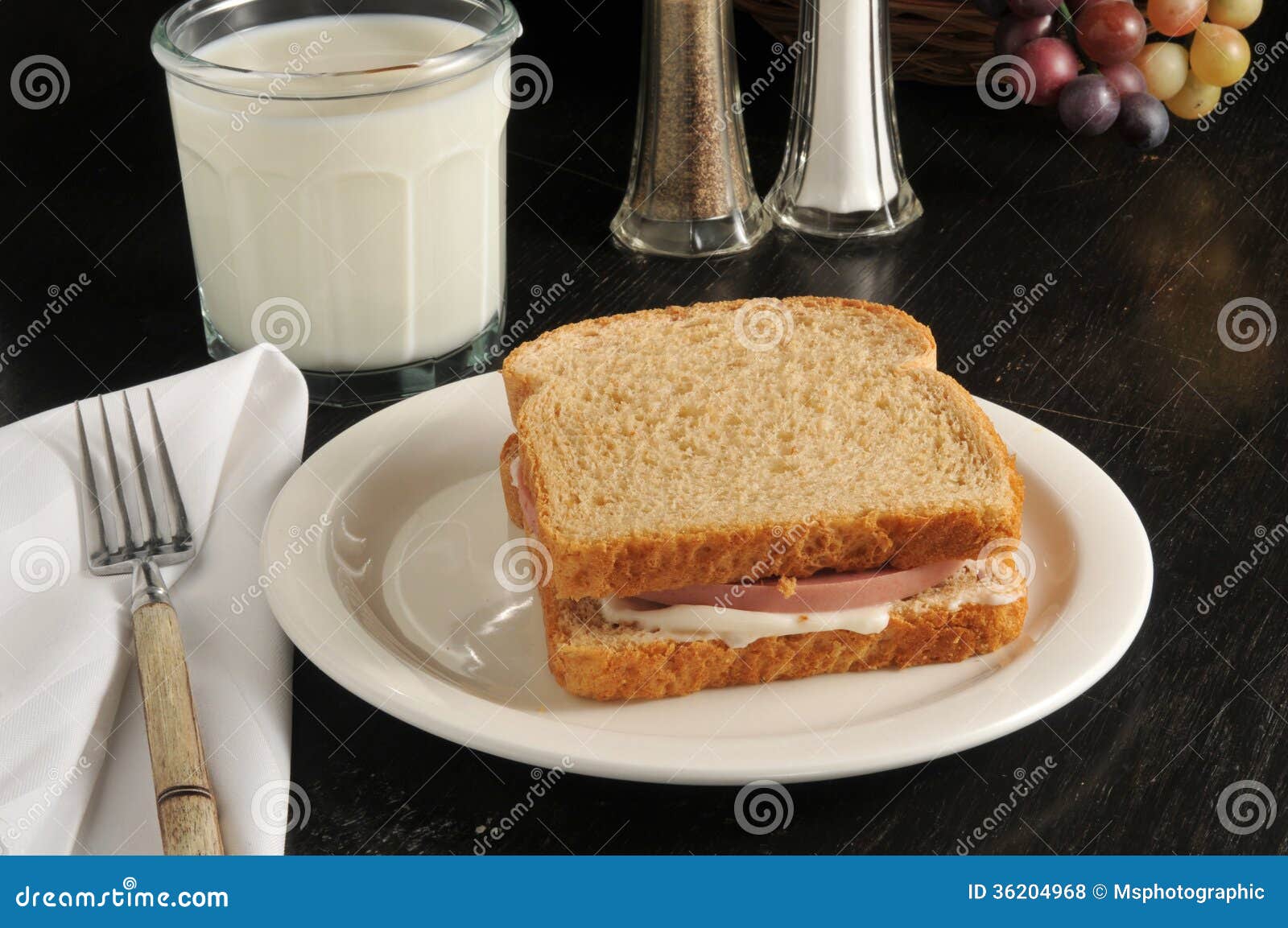 Baloney sandwich stock photo. Image of lunch, glass, drink - 36204968