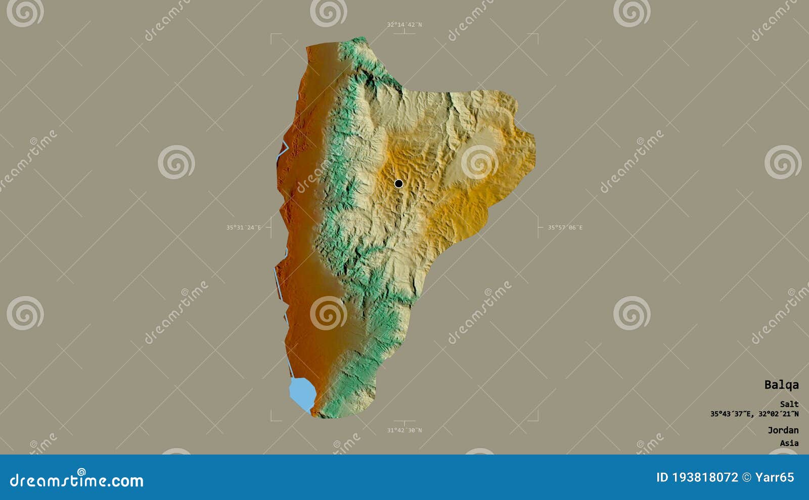 Balqa - Jordan. Bounding Box. Relief Stock Illustration - Illustration ...