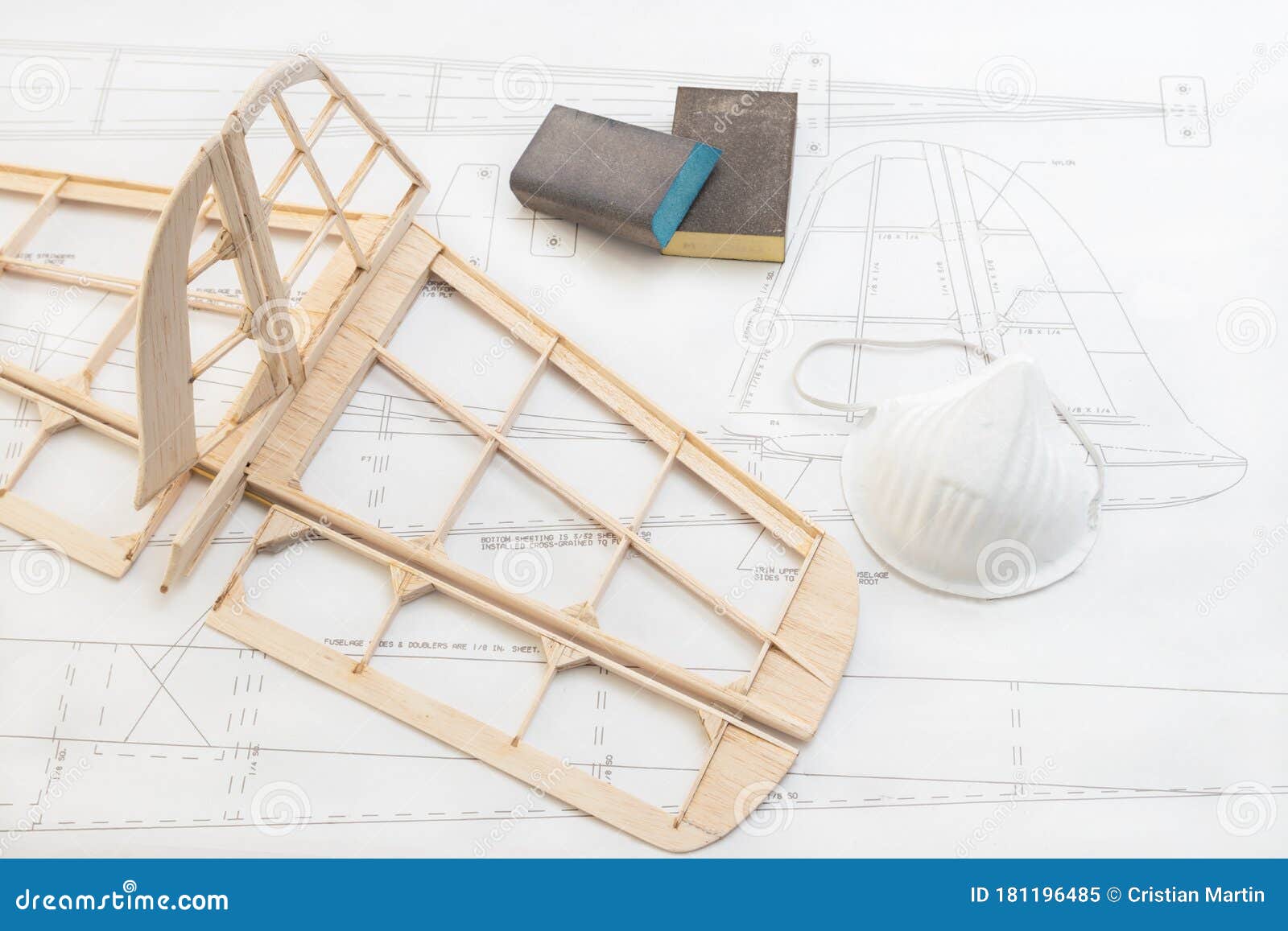 Balsa wood plane sanding stock image. Image of plan - 181196485
