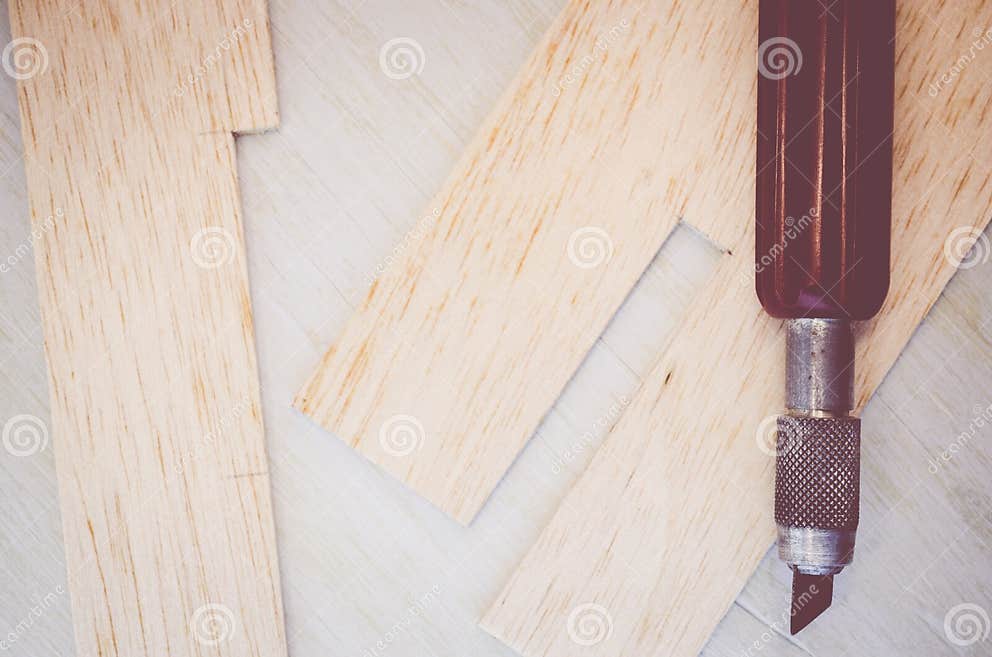 Balsa Wood Sheet and Cutting Knife Stock Image - Image of knife ...