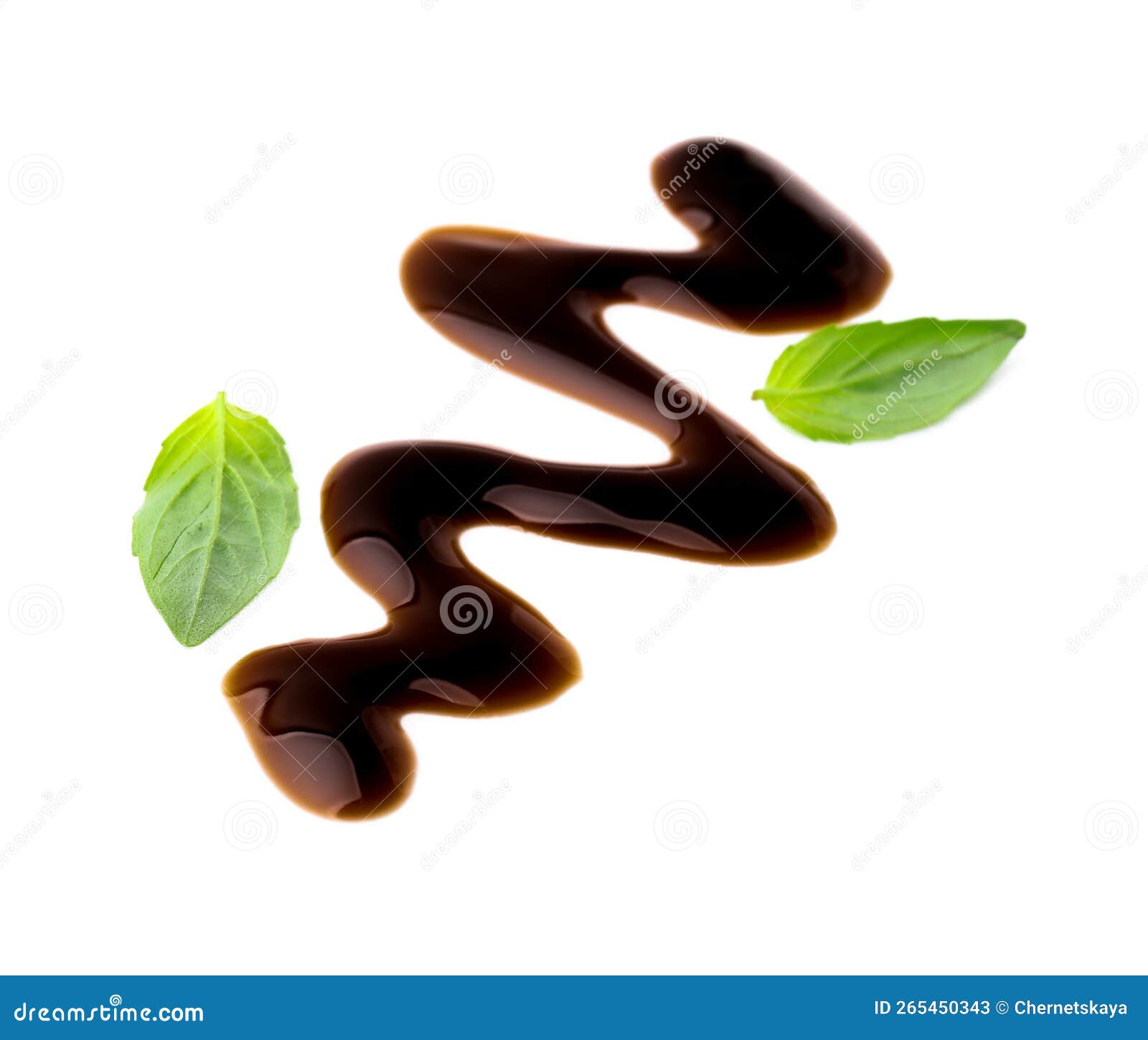 Balsamic Glaze and Basil Leaves on White Background Stock Image - Image ...