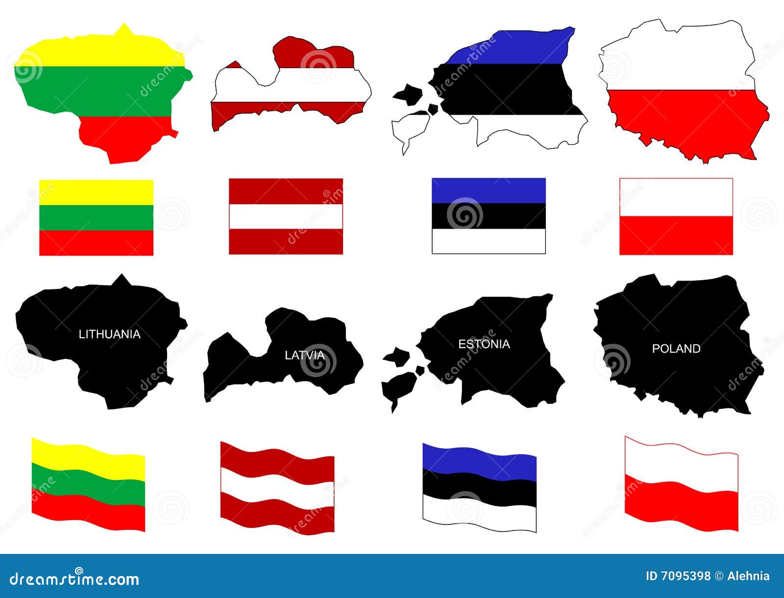 Baltic countries maps stock vector. Illustration of contour - 7095398