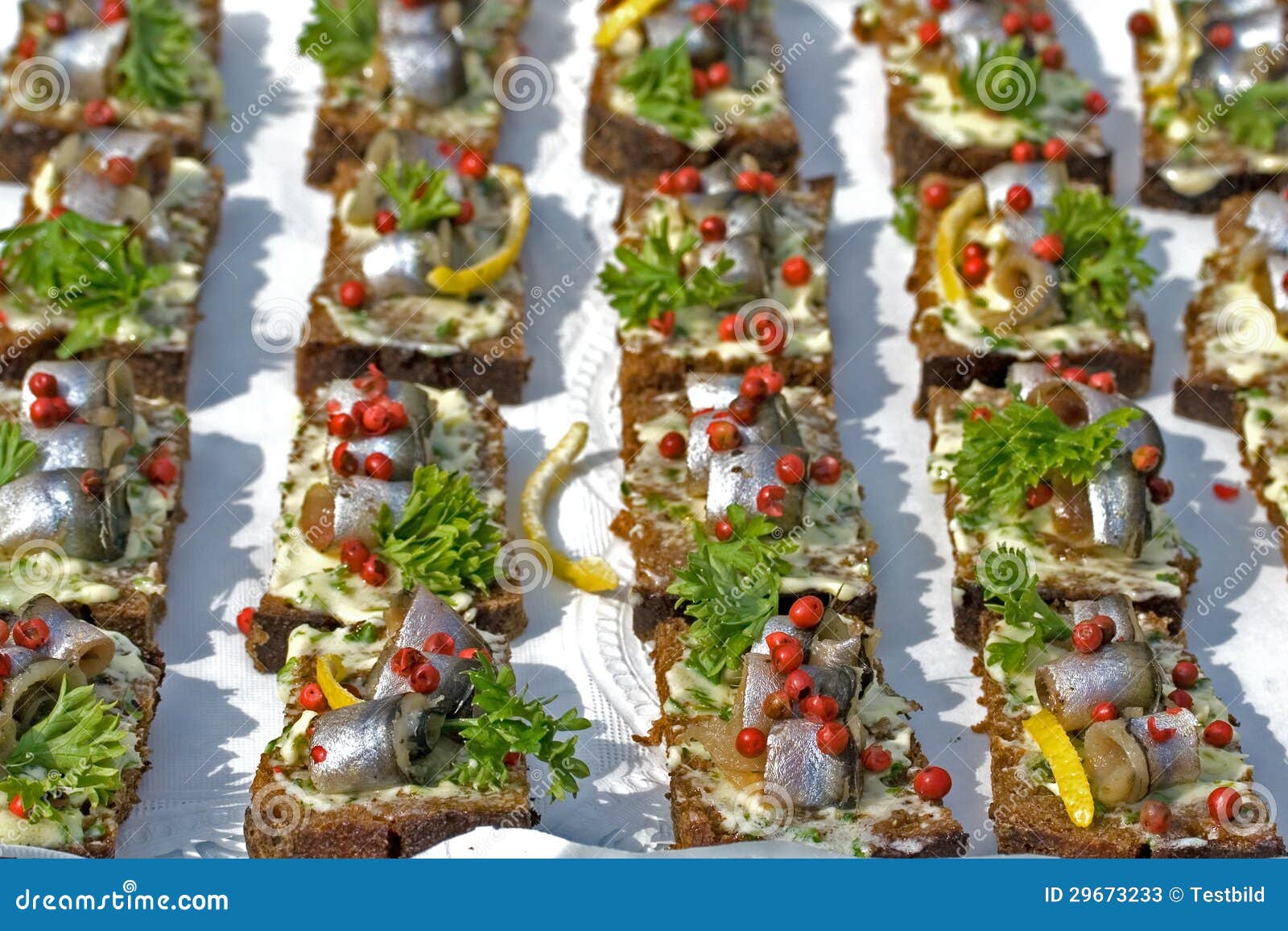 Baltic Herring on Slices of Bread Stock Image - Image of buffet, nordic ...