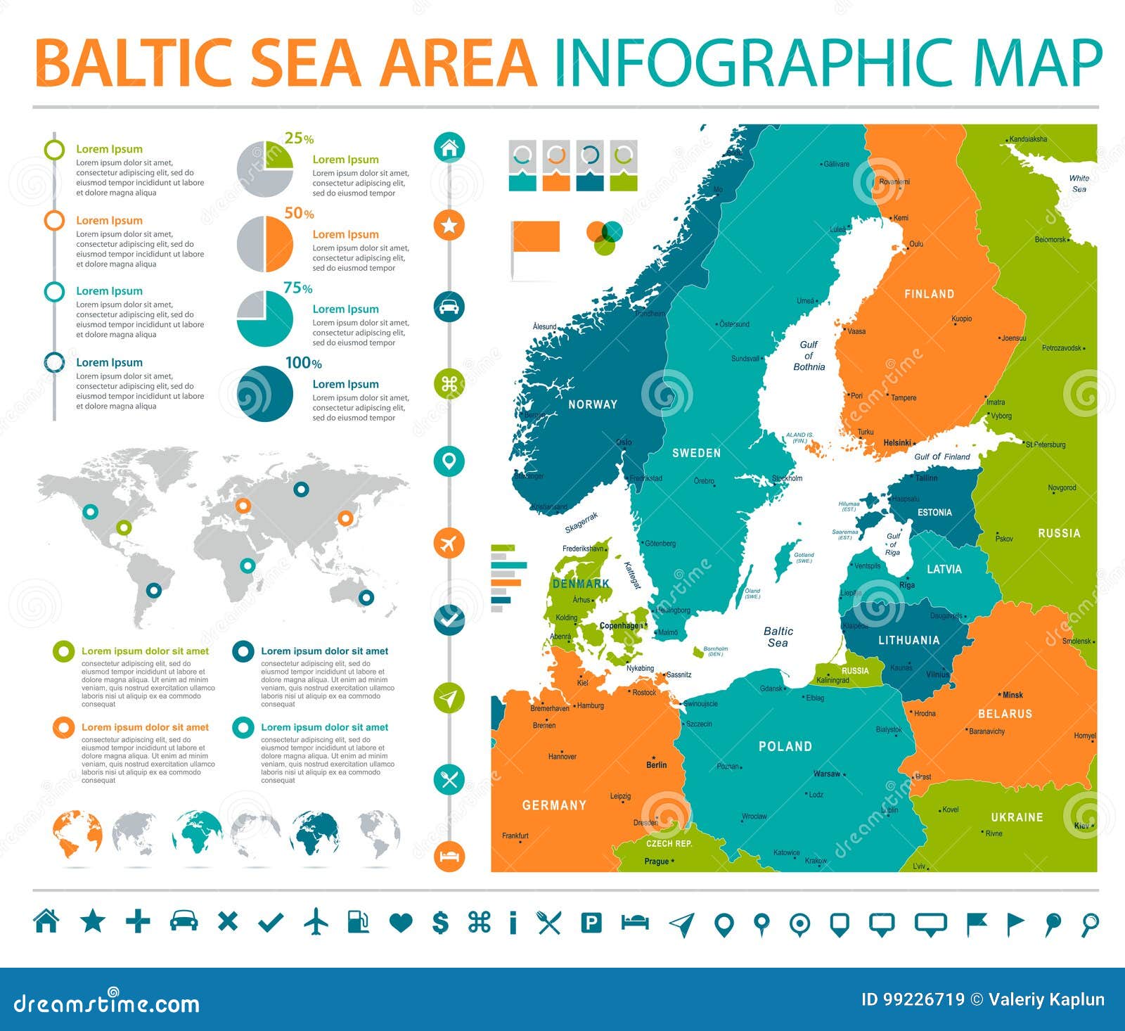 Baltic Sea Area Countries Political Map Cartoon Vector | CartoonDealer ...