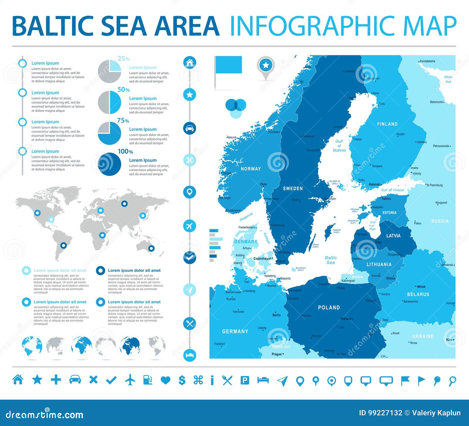 Baltic Sea Area Map - Info Graphic Vector Illustration Stock ...