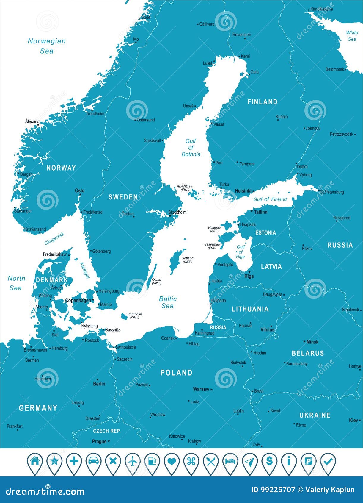 Baltic Sea Area Map - Vector Illustration Stock Illustration ...