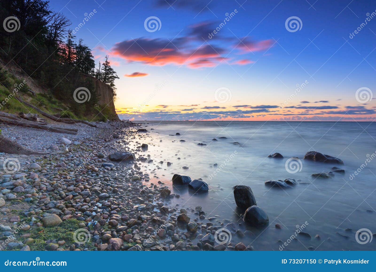 Baltic Sea and Cliff of Orlowo at Sunrise Stock Photo - Image of nature ...