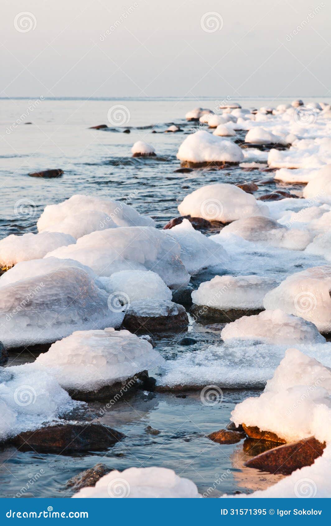 Baltic Sea coast in winter stock image. Image of climate - 31571395