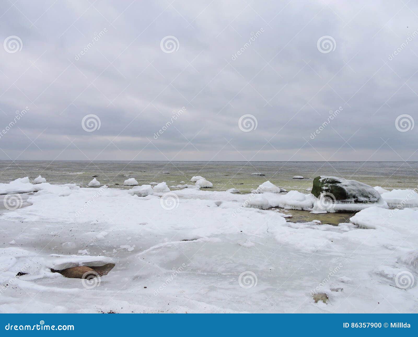 Baltic sea coast in winter stock photo. Image of cloudy - 86357900