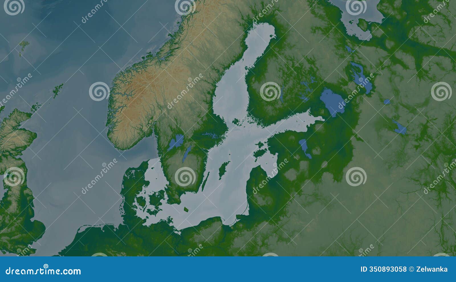 Baltic Sea Highlighted. Physical Map Stock Illustration - Illustration ...