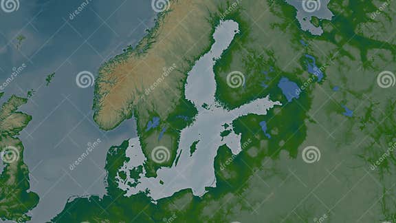 Baltic Sea Highlighted. Physical Map Stock Illustration - Illustration ...