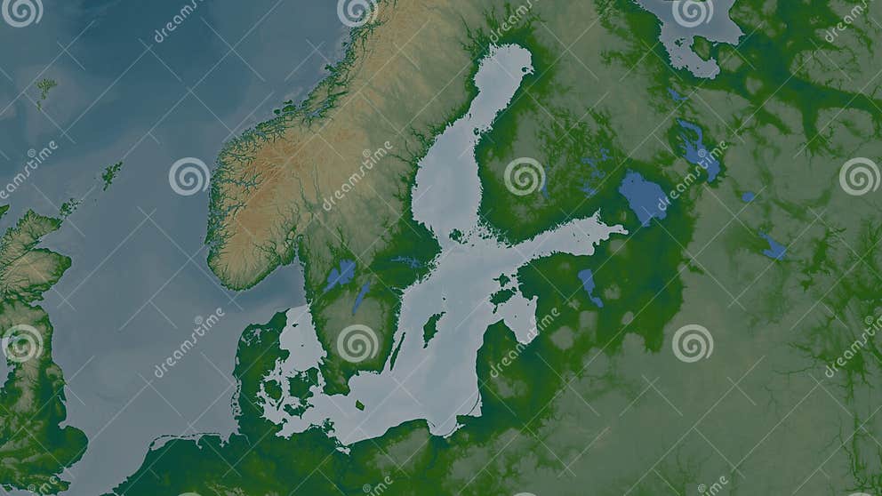 Baltic Sea Highlighted. Physical Map Stock Illustration - Illustration ...