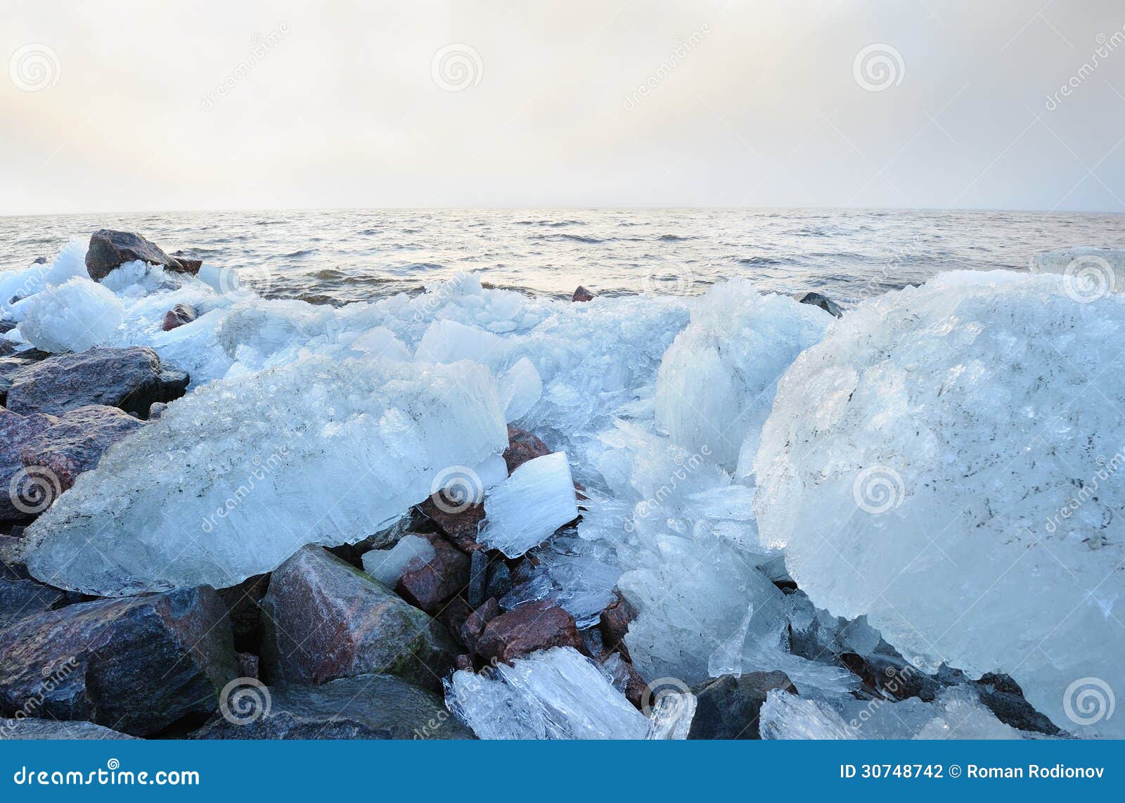 Baltic Sea with Ice Boulders Stock Photo - Image of beautiful, kotlin ...
