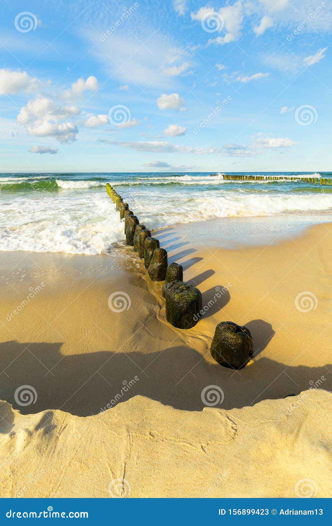 Baltic Sea with Wavebreaker Stock Image - Image of polish, wallpaper ...