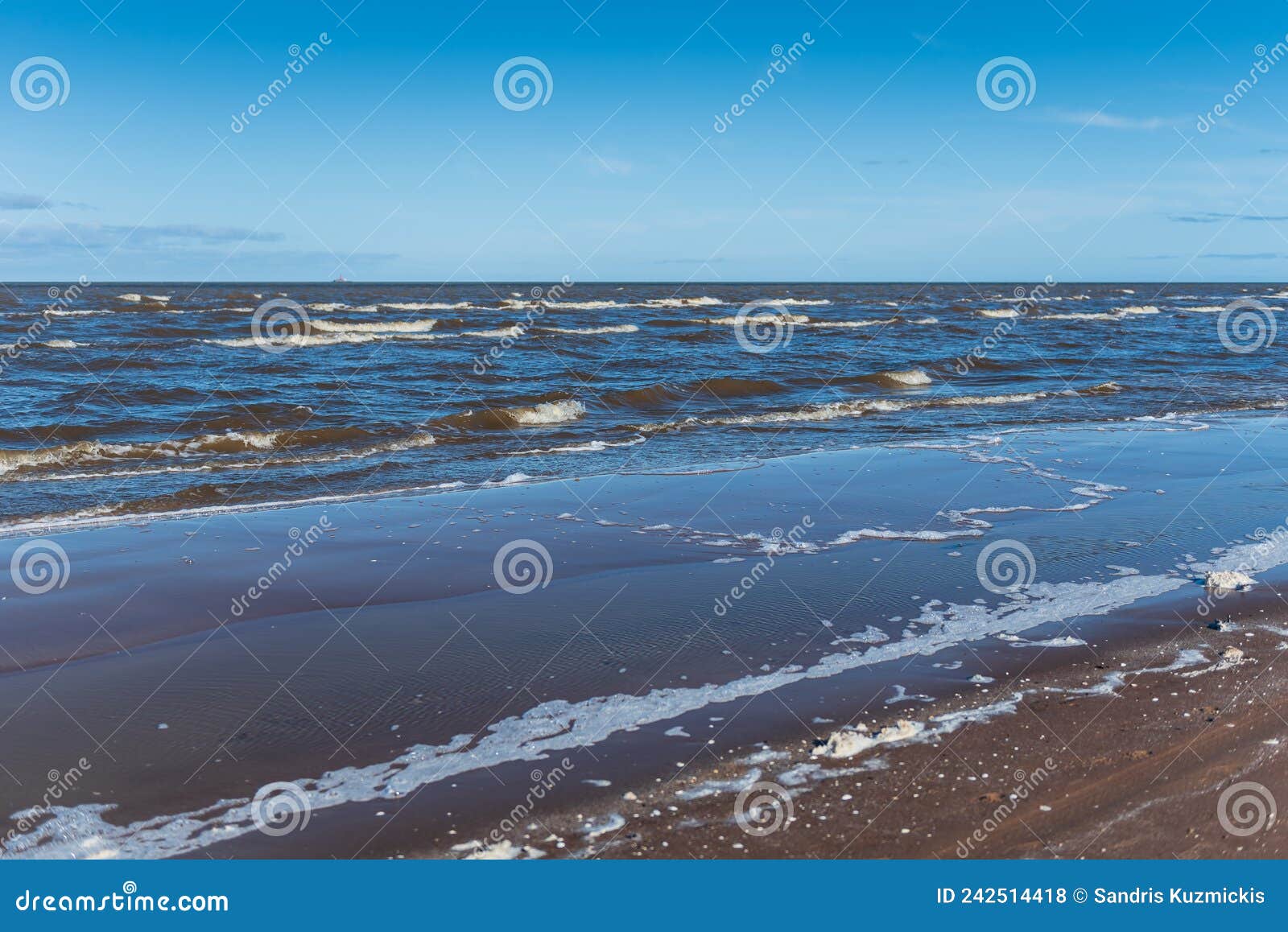 Baltic Sea, Waves and Blue Sky in Sunny Spring Day. Stock Photo - Image ...