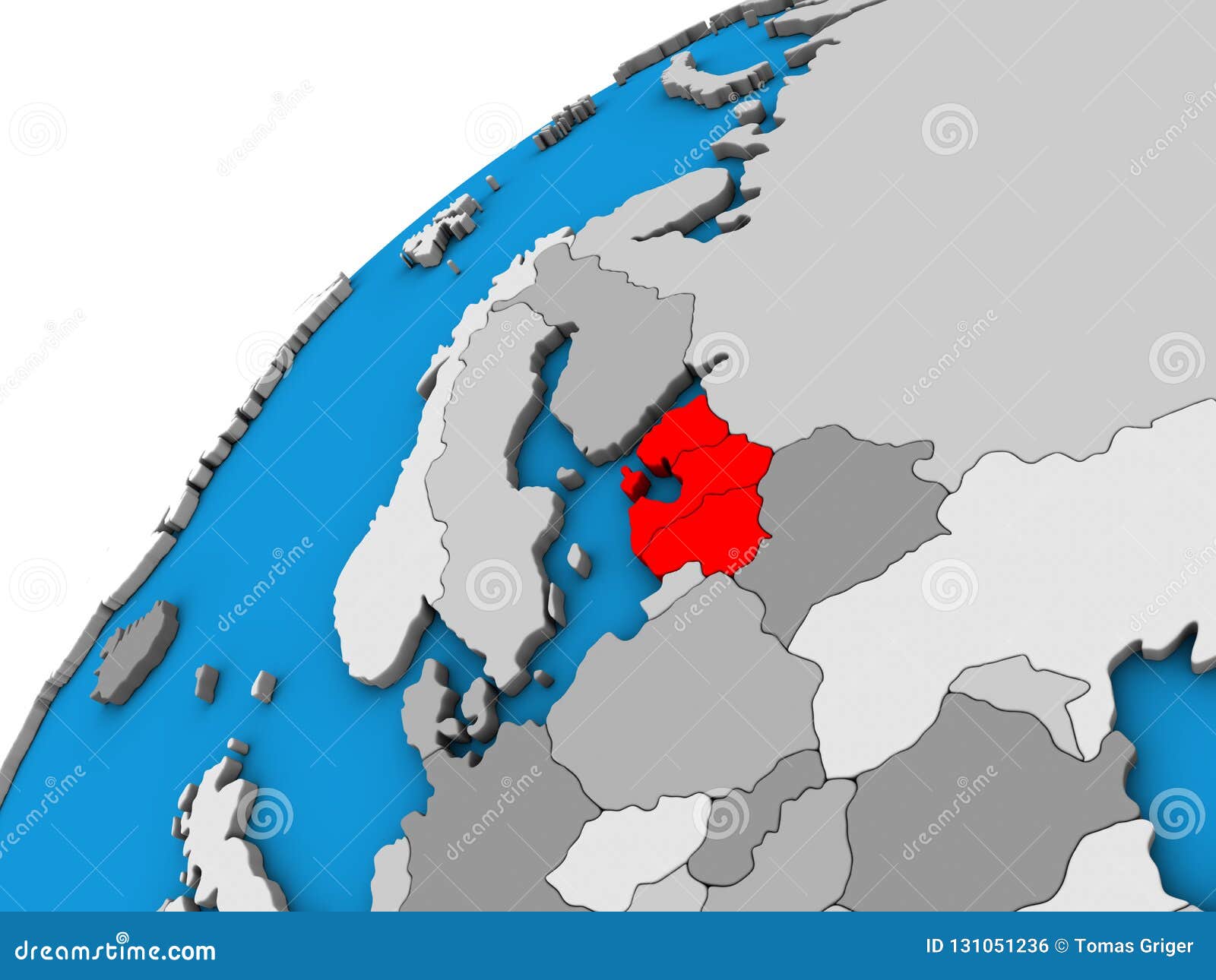 Baltic States on 3D globe stock illustration. Illustration of baltics ...