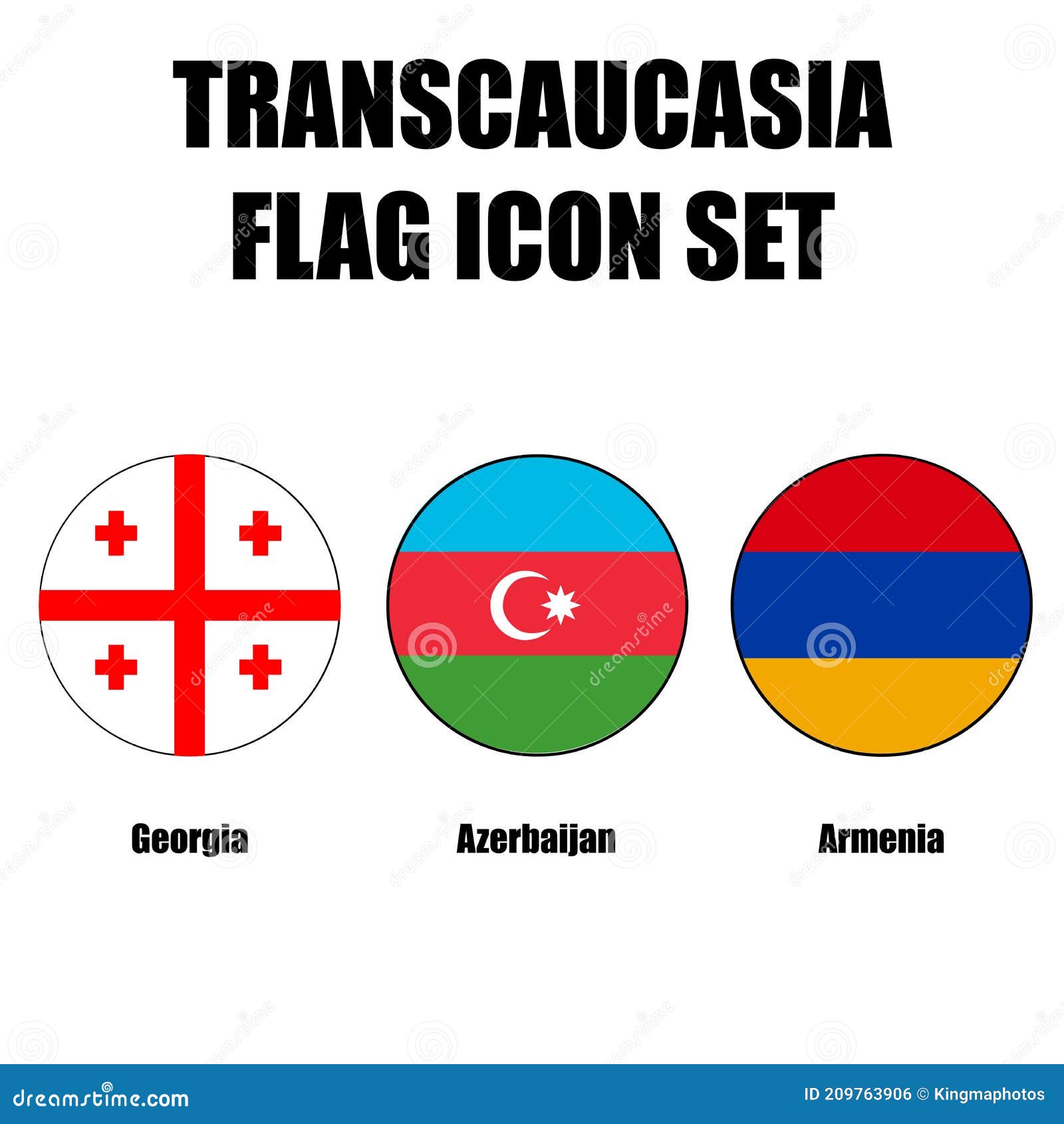 Transcaucasia Circle Flag Icon Set of Former Soviet States Georgia ...