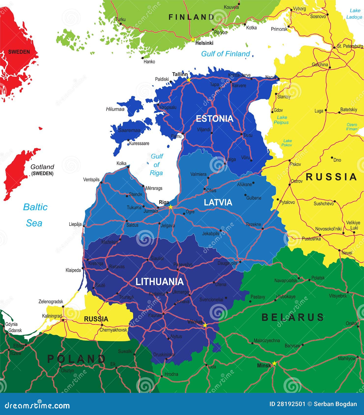 Baltic States Map Cartoon Vector | CartoonDealer.com #28192501