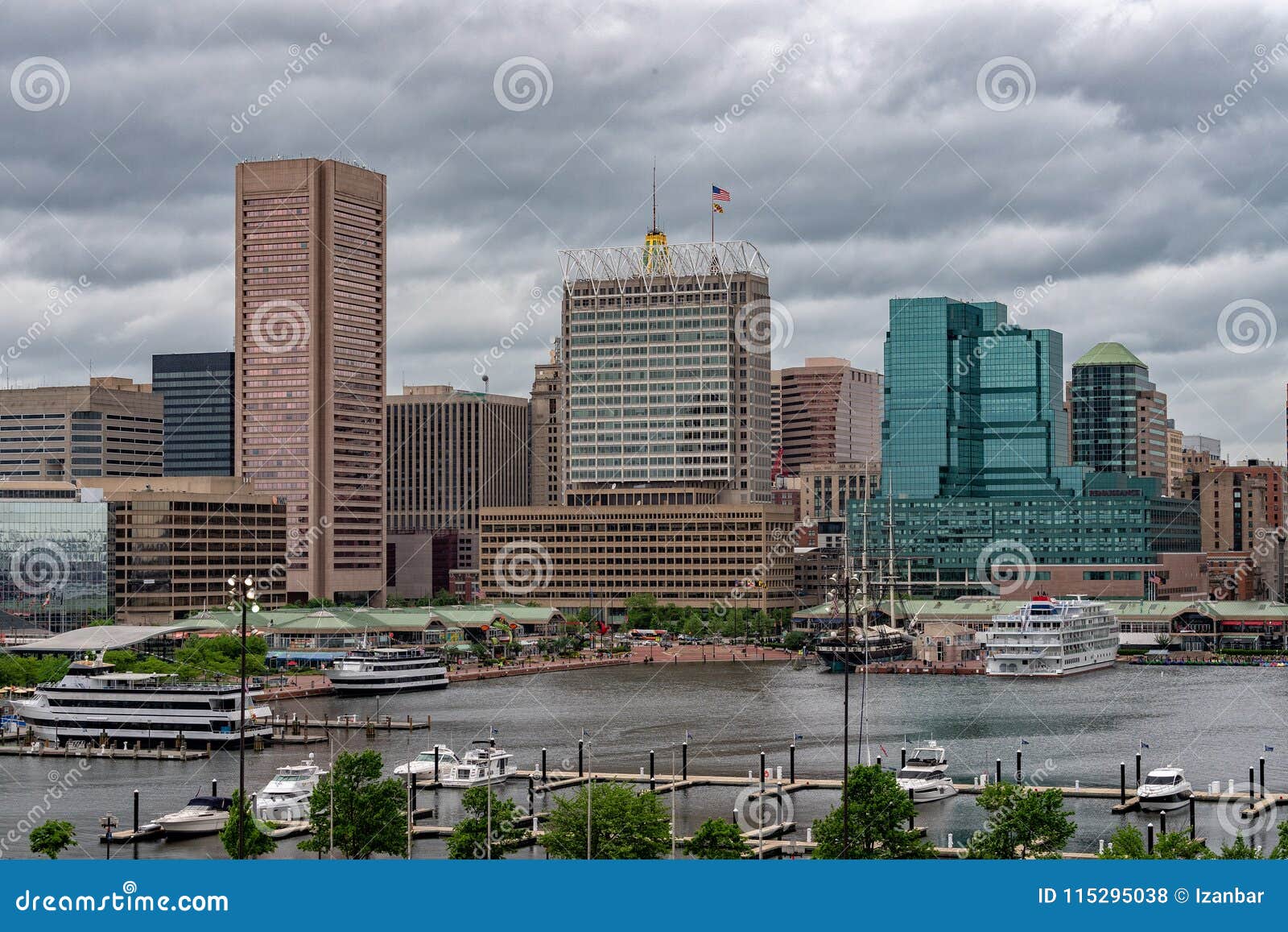 Baltimore Aerial View Panorama Cityscape Stock Photo - Image of urban ...