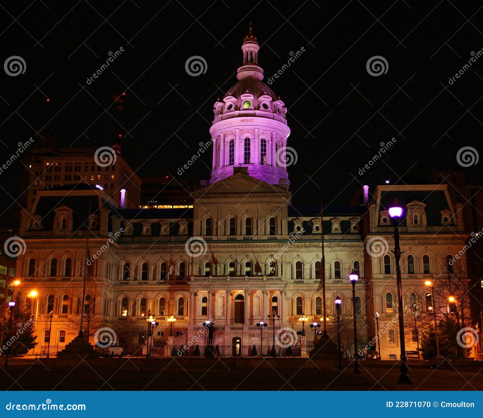 Baltimore City Hall Purple editorial image. Image of celebration - 22871070