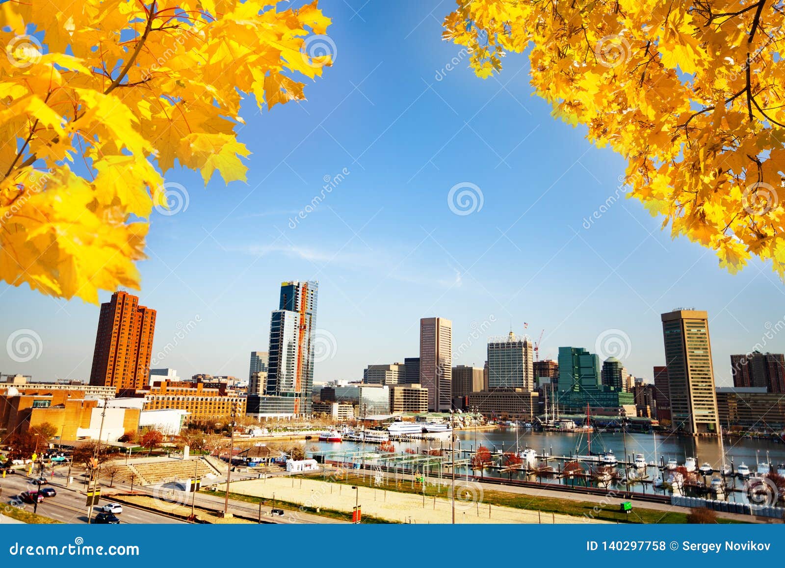 Baltimore Inner Harbor in Autumn, Maryland, USA Stock Photo - Image of ...