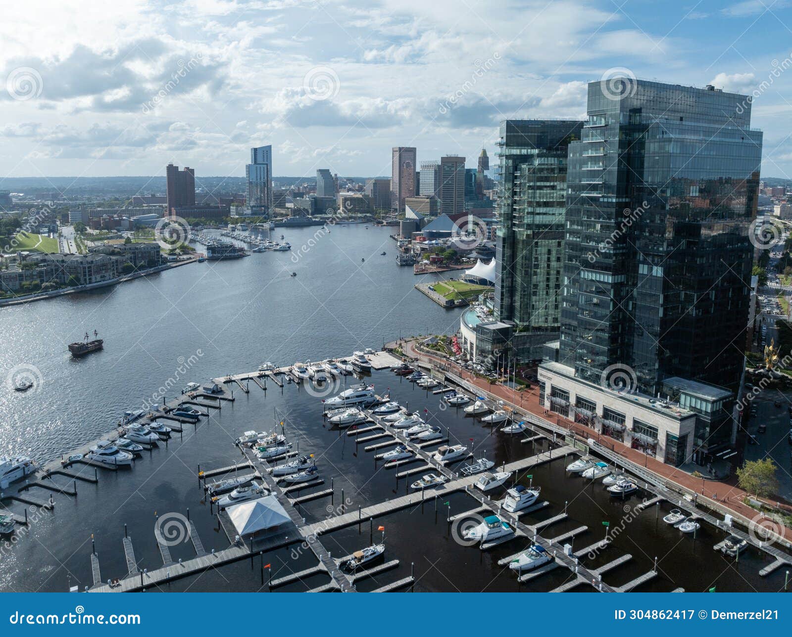 Baltimore Inner Harbor - Maryland Stock Image - Image of hill ...