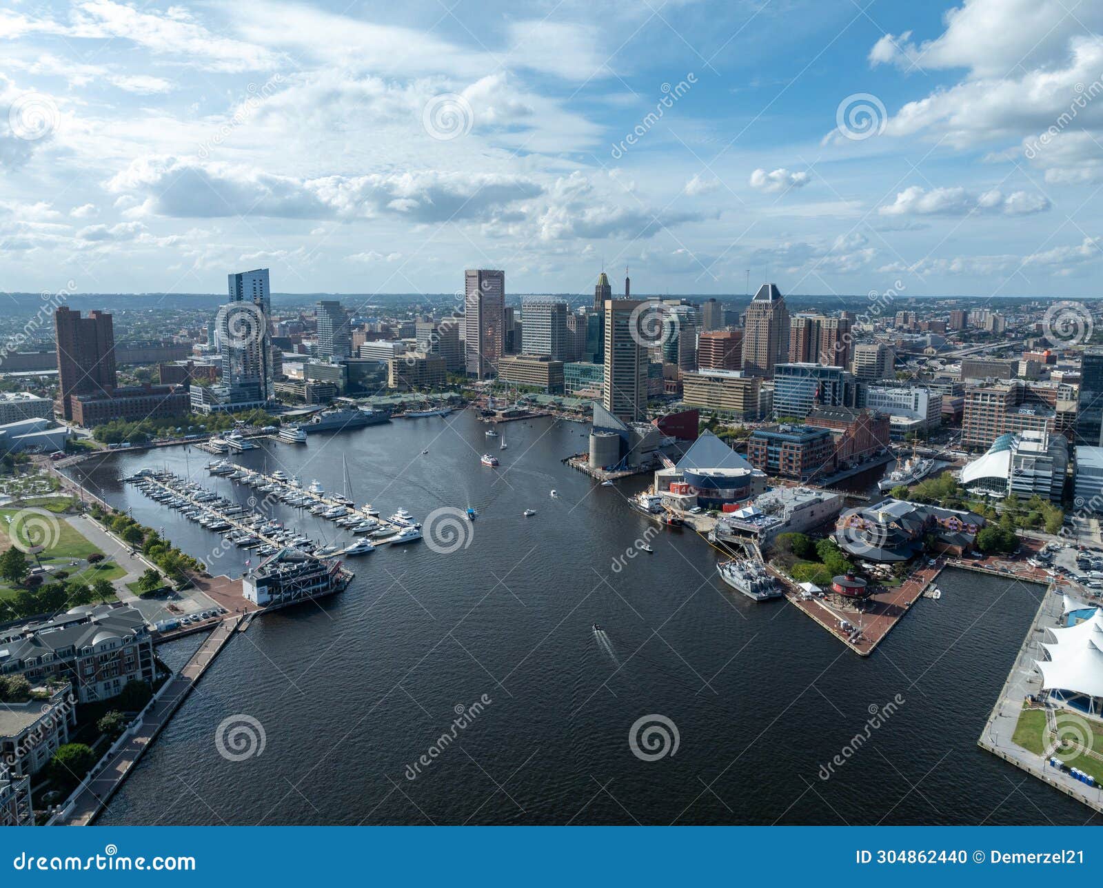 Baltimore Inner Harbor - Maryland Stock Photo - Image of drone, federal ...