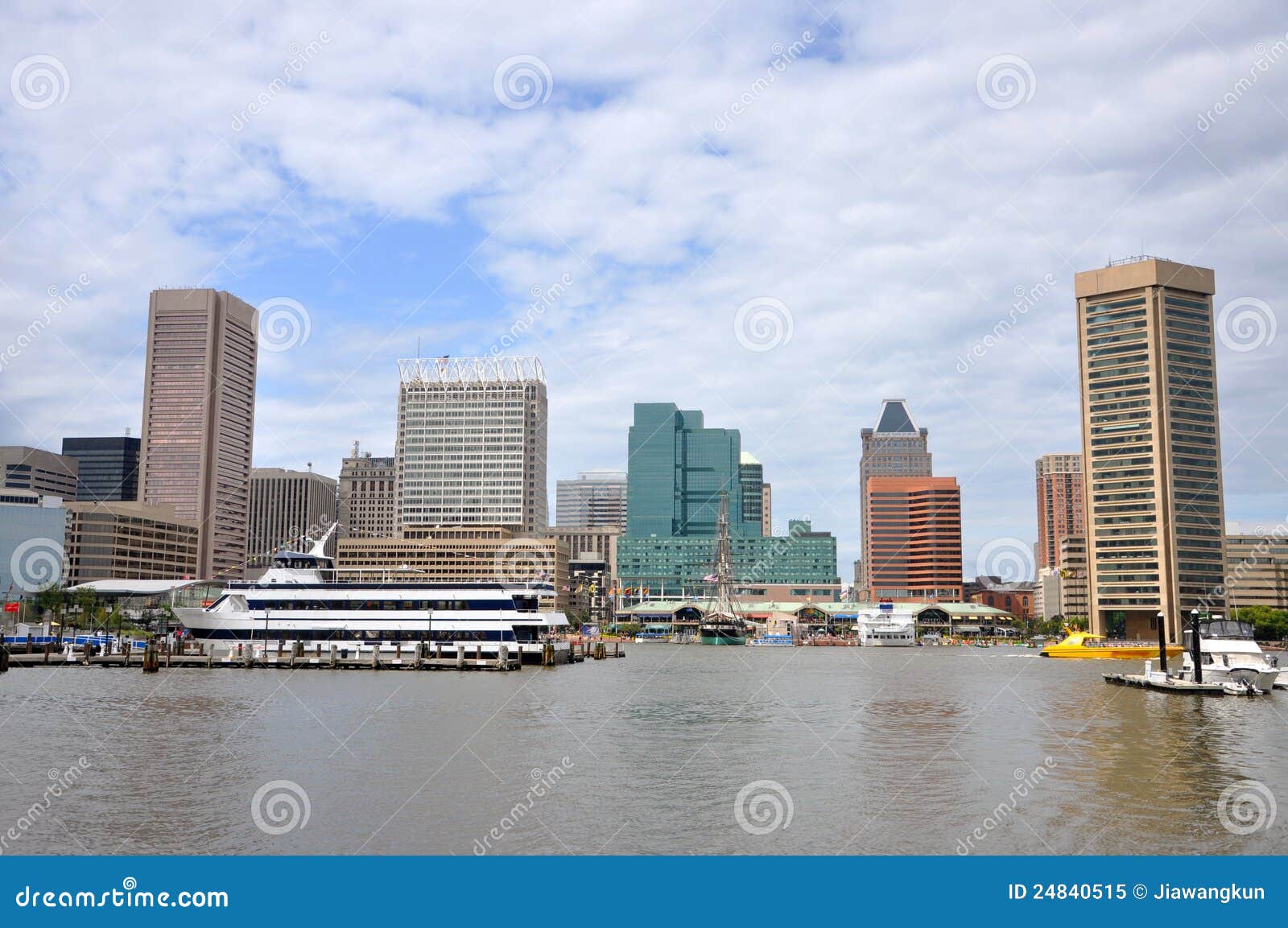 Baltimore Inner Harbor Skyline Stock Image - Image of nautical, coast ...