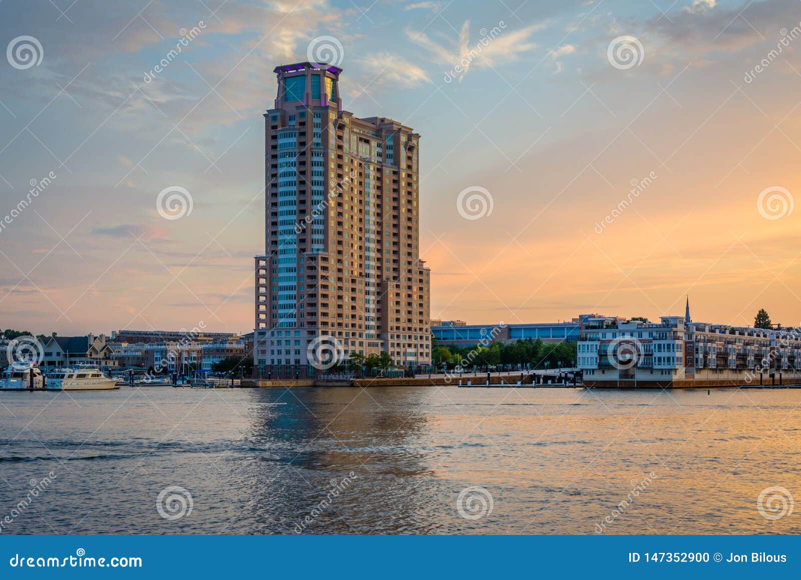 Baltimore Inner Harbor Sunset, in Baltimore, Maryland Editorial Image ...
