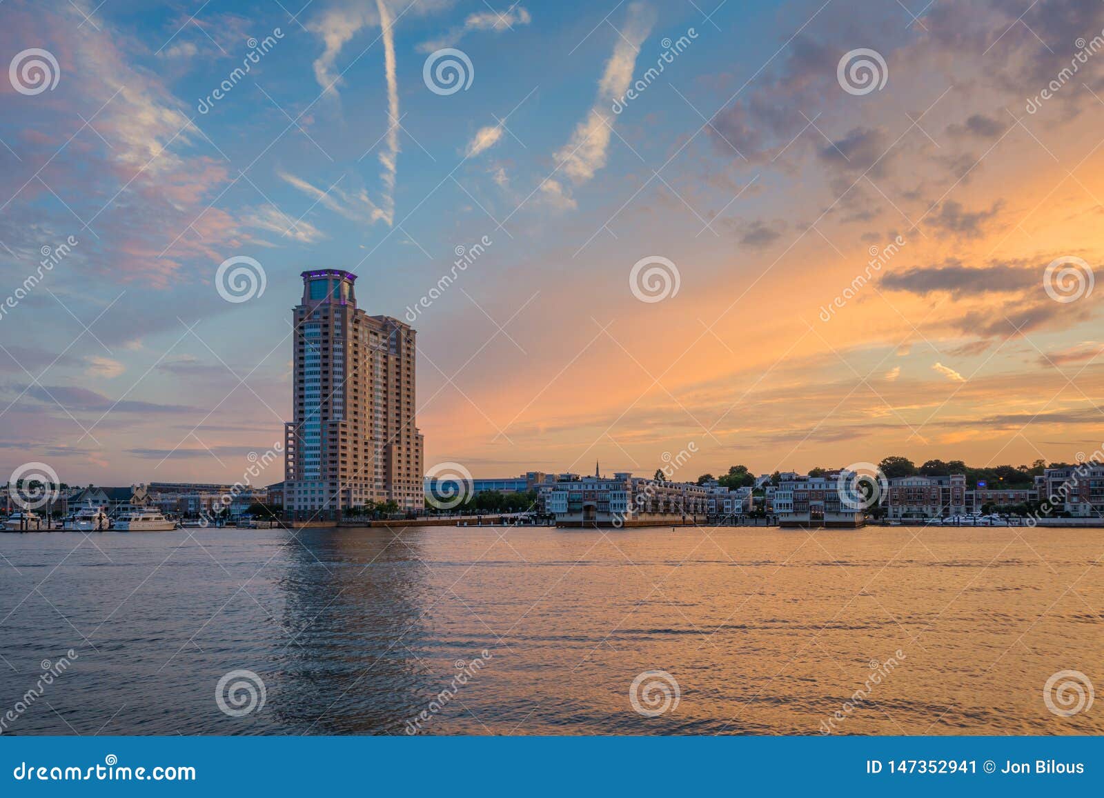 Baltimore Inner Harbor Sunset, in Baltimore, Maryland Stock Image ...