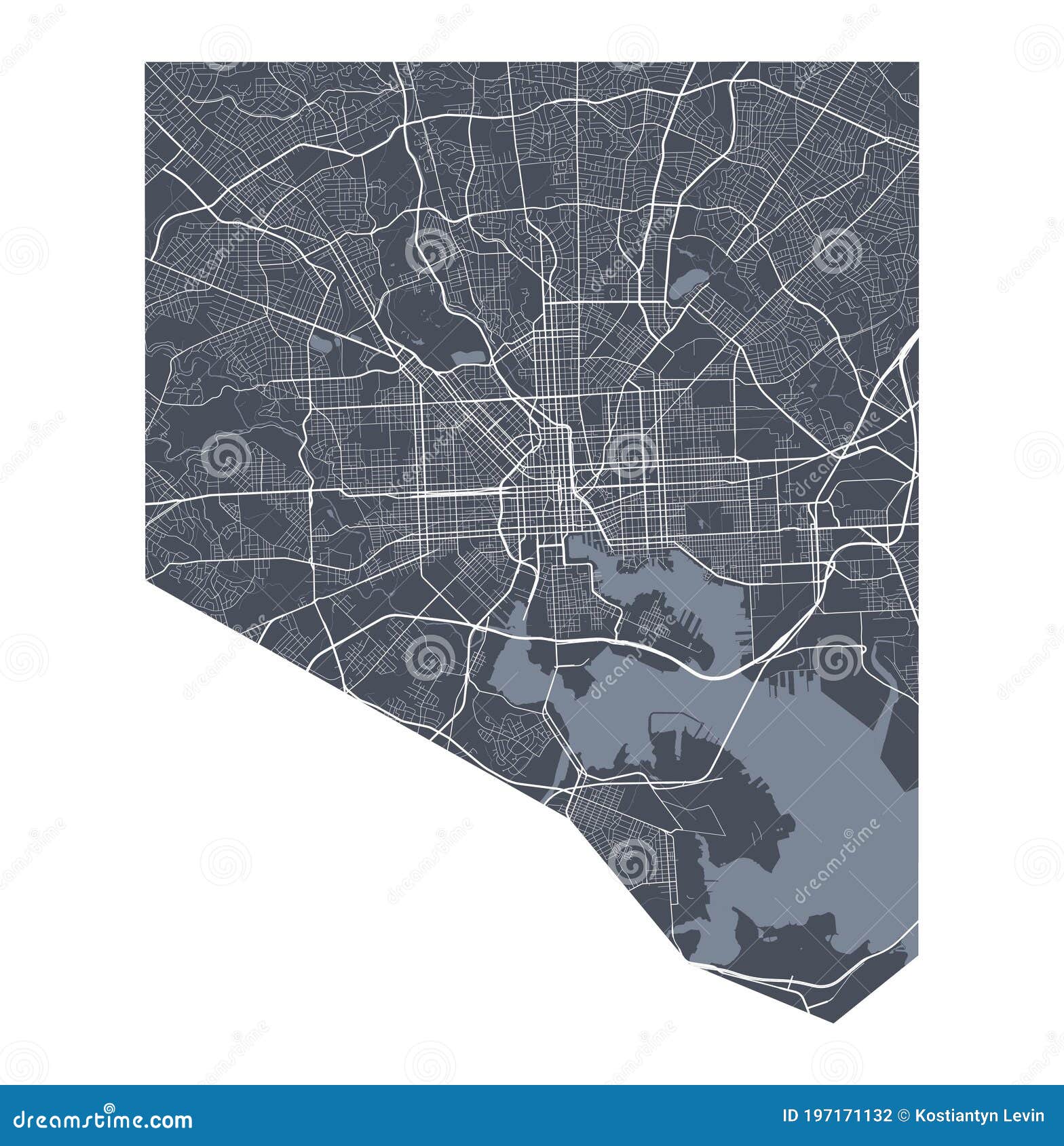 Baltimore Map. Detailed Map Of Baltimore City Poster With Streets ... Baltimore Map. Detailed Map Of Baltimore City Poster With Streets ...