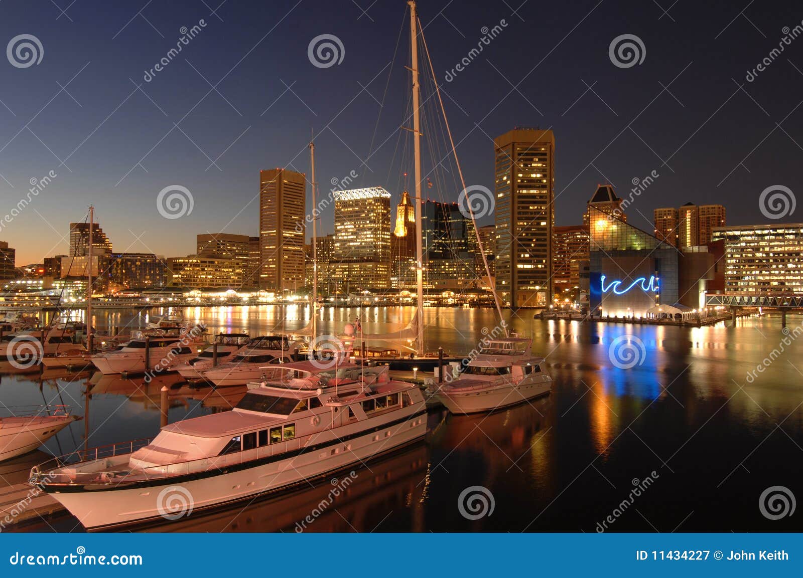 Baltimore Marina at Night stock image. Image of power - 11434227