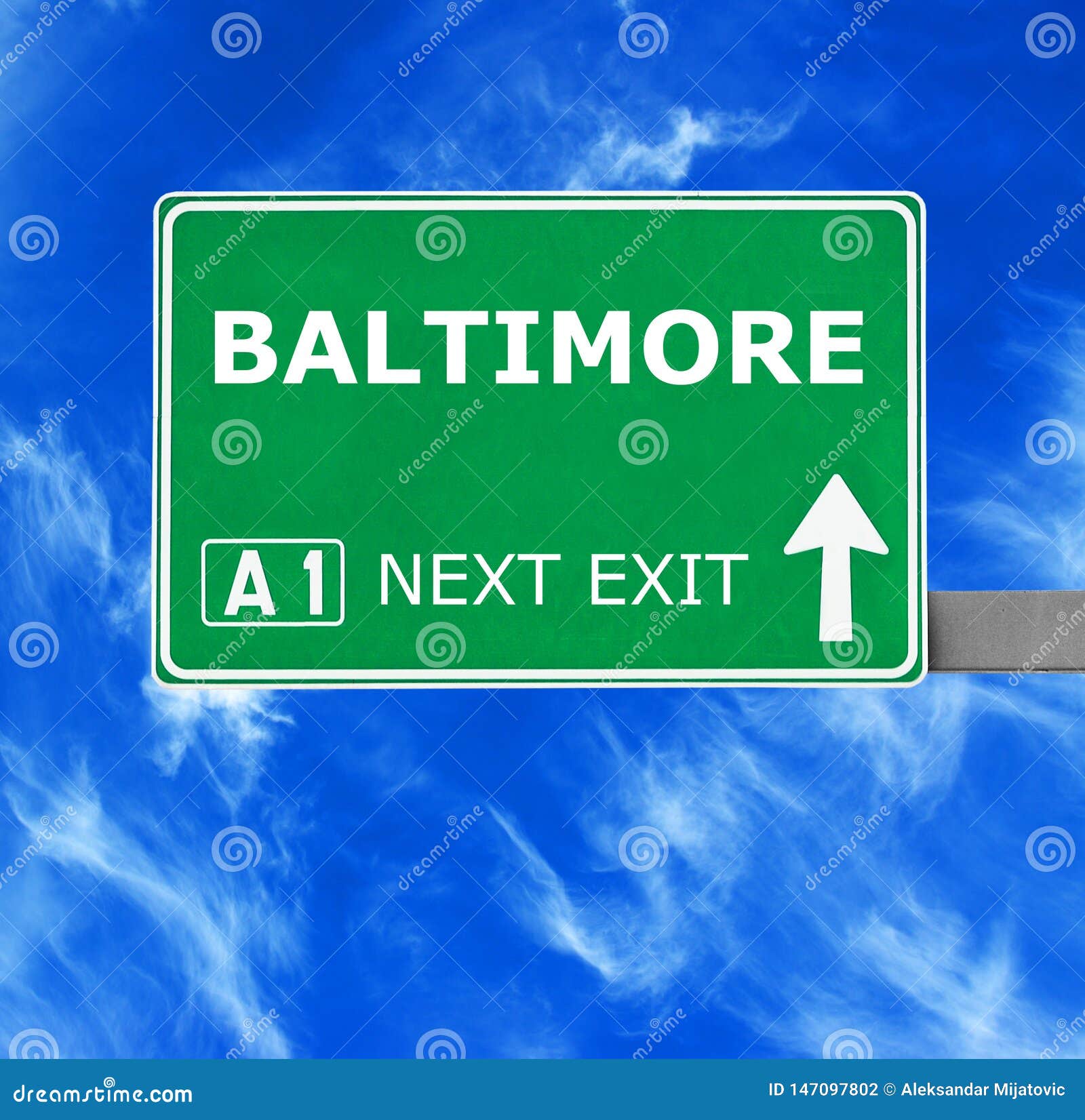 BALTIMORE Road Sign Against Clear Blue Sky Stock Photo - Image of ...