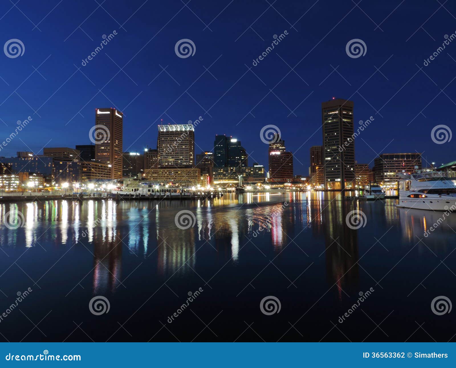 Baltimore Skyline at Dusk stock photo. Image of dusk - 36563362